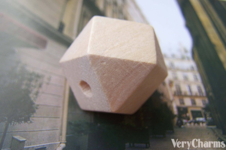 Faceted Wood Beads Geometric Figure Polygon Wooden Findings 10mm/12mm ...