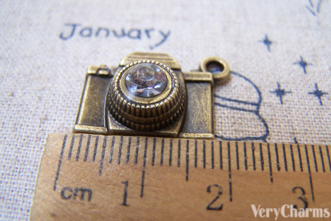 10 Pcs of Antique Bronze 3D Rhinestone Camera Charms 15x18mm - Etsy