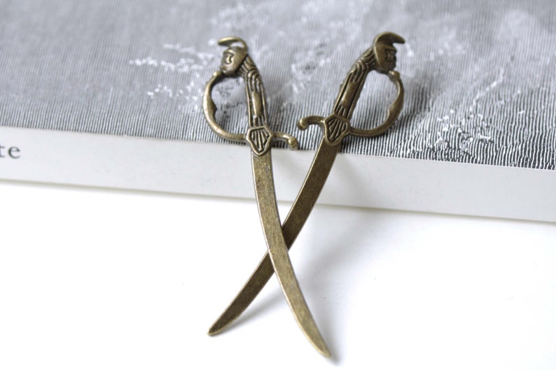 Antique Bronze Japanese Blade Katana Sword Pendant Charms 23x93mm Set ...