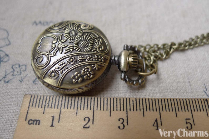 Pocket Watch Fancy Flower Antique Bronze Round Gift Watch | Etsy