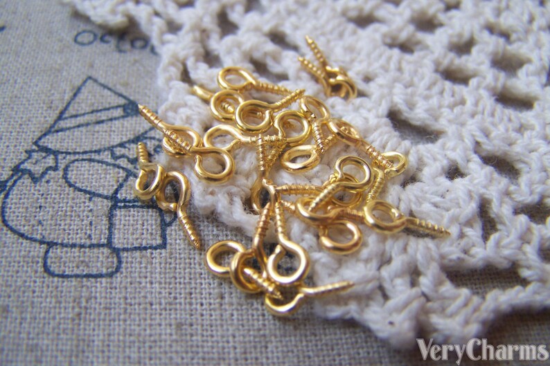 500 Pcs Gold Mini Screw Eye Pins Hook Bail 4x8mm 19 Gauge - Etsy