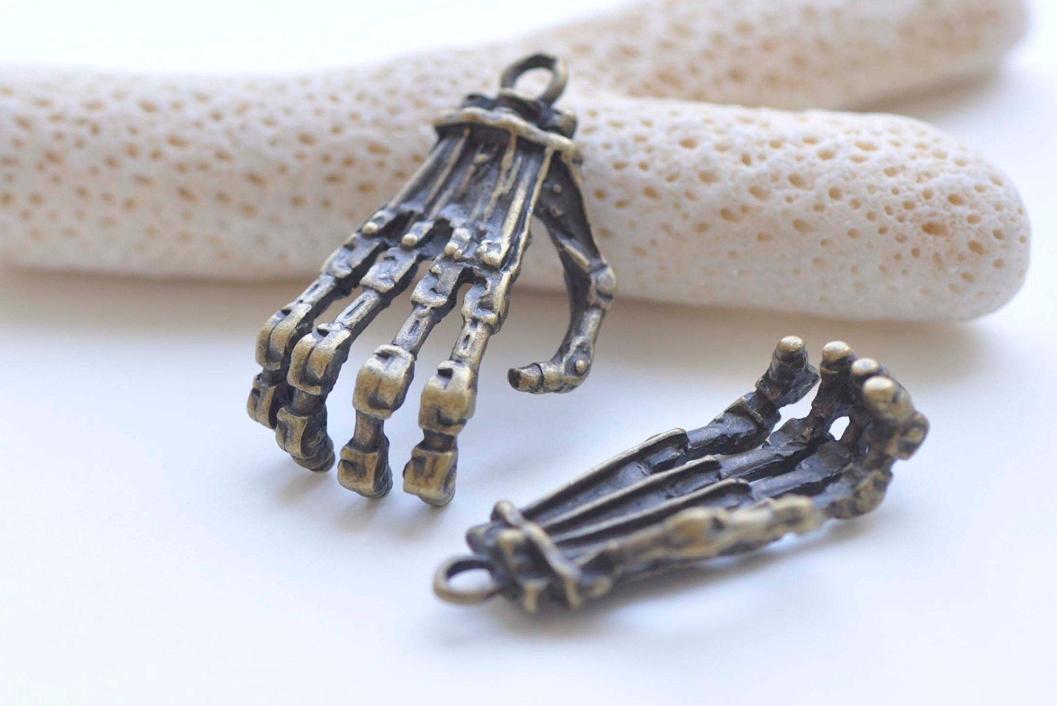 6 pcs Antique Bronze Skeleton Hand Charms Pendants 21x38mm | Etsy