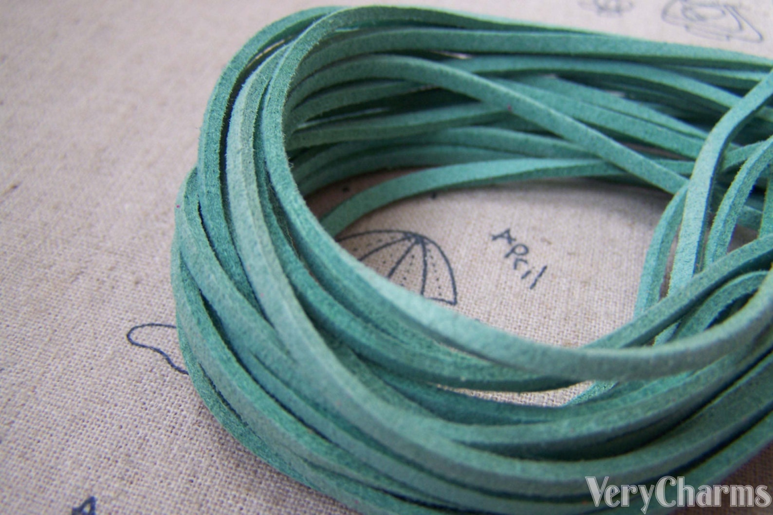 10 Meters of Square Green Suede Faux Leather Ribbon Cords | Etsy