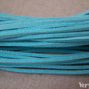 10 Meters of Square Acid Blue Suede Faux Leather Ribbon Cords String ...