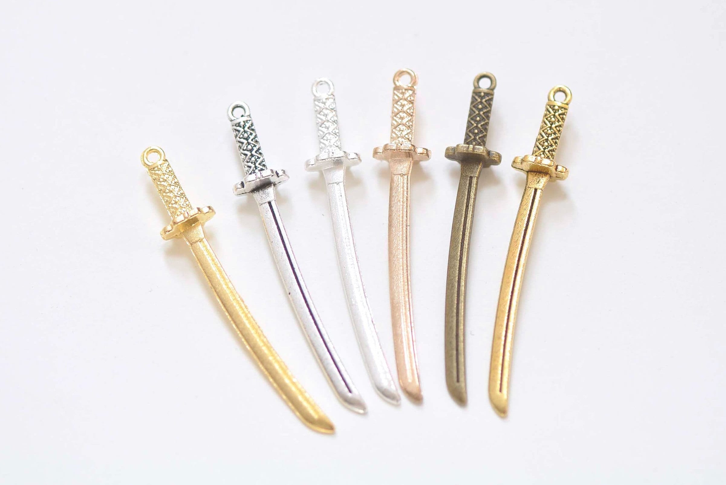 Japanese Blade Katana Sword Charms 8x50mm Antique Bronze/antique Silver ...