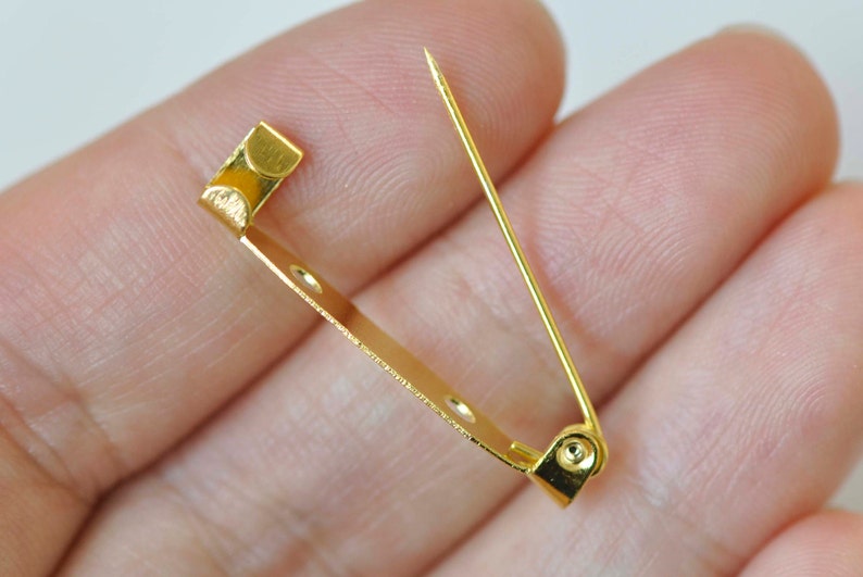 50 pcs Shiny Gold Tone Brooch Back Base Bar Pins Findings 2 | Etsy