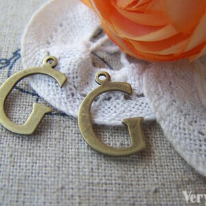 10 Pcs of Antique Bronze Brass Alphabet Letter G Charms 10x15mm A2412 ...