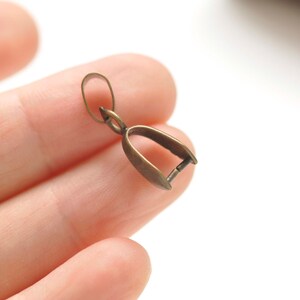 10 Pcs Antique Bronze Brass Large Pinch Bail Snap Bails Clasps 18KGP ...
