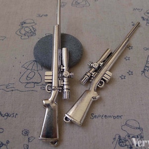 Sniper Gun Rifle Pendants Antique Silver Charms 27x120mm Set of 2 A7486 ...