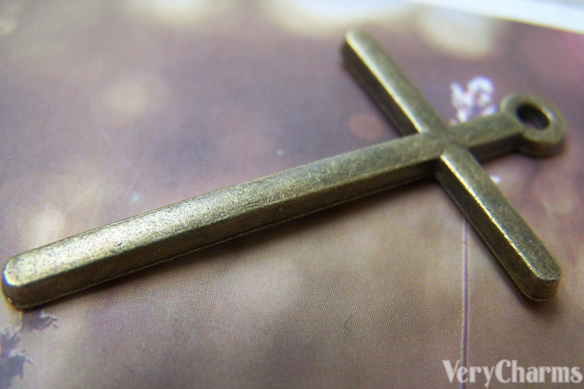 10 Pcs of Antique Bronze Lovely Smooth Cross Pendant 30x48mm A3874 - Etsy