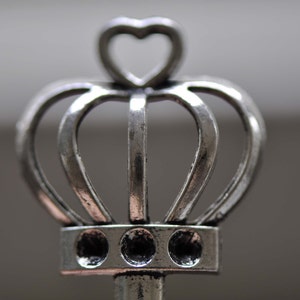 Silver Heart Crown Key Pendants Antiqued Skeleton Key Charms 27x60mm ...