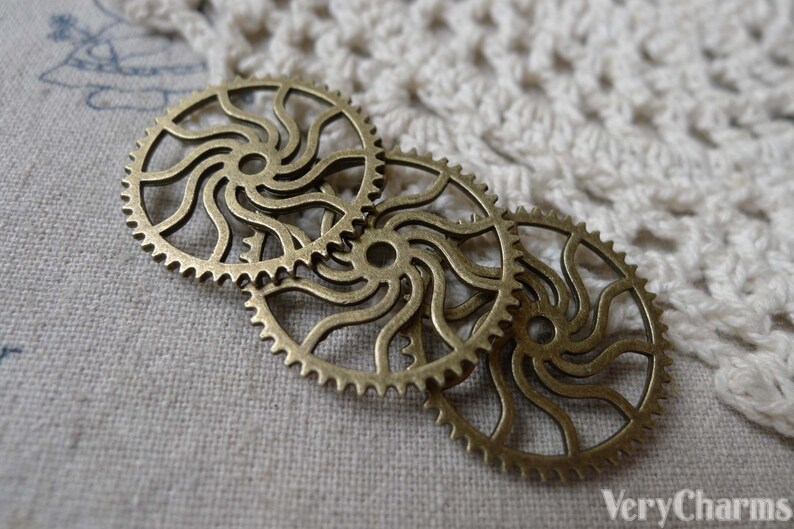 30 Pcs Antique Bronze Steampunk Gear Wheel Charms 24mm A7085 | Etsy