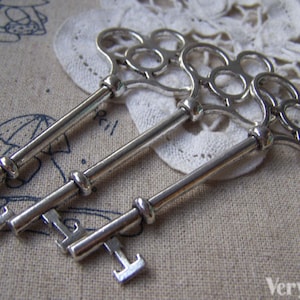 6 Pcs of Antique Silver Key Pendants Charms 28x75mm A1237 - Etsy
