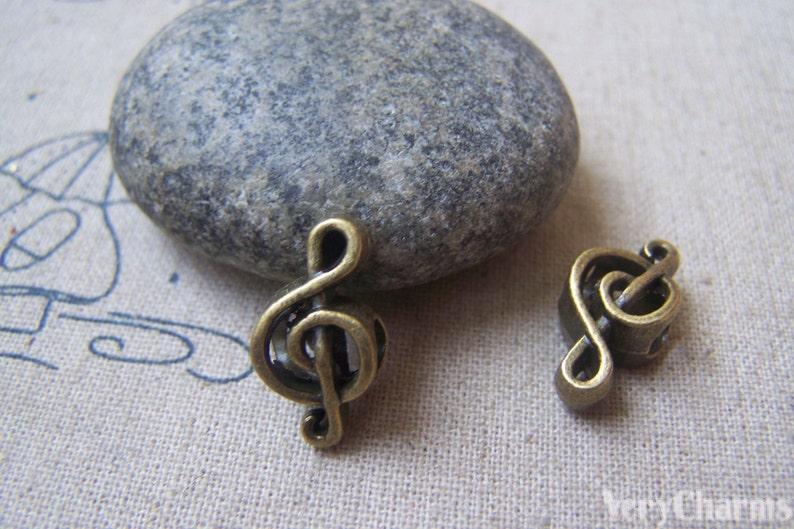 Antique Bronze Treble Clef Music Note Beads 9x18mm Set of 10 A4892 - Etsy