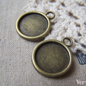 10 Pcs of Antique Bronze Brass Round Base Settings Match 14mm Cab A4785 ...
