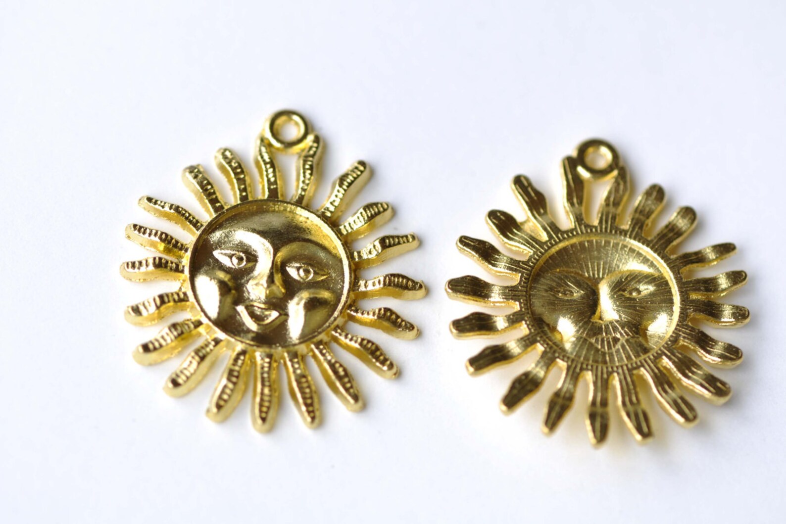 Gold Sun Face Charms Pendants 30mm Set of 10 A8061 | Etsy