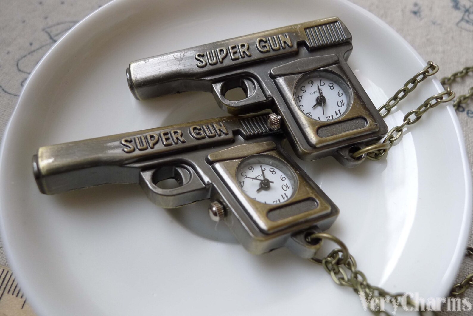 1 PC Antique Bronze Pistol Gun Pocket Watch 48mm A6276 - Etsy