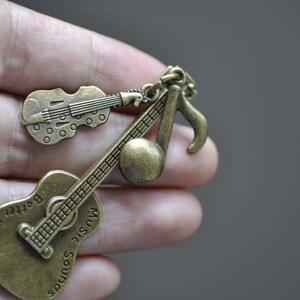 Antique Bronze Music Note Instrument Guitar Charms Pendants Kit Set of ...