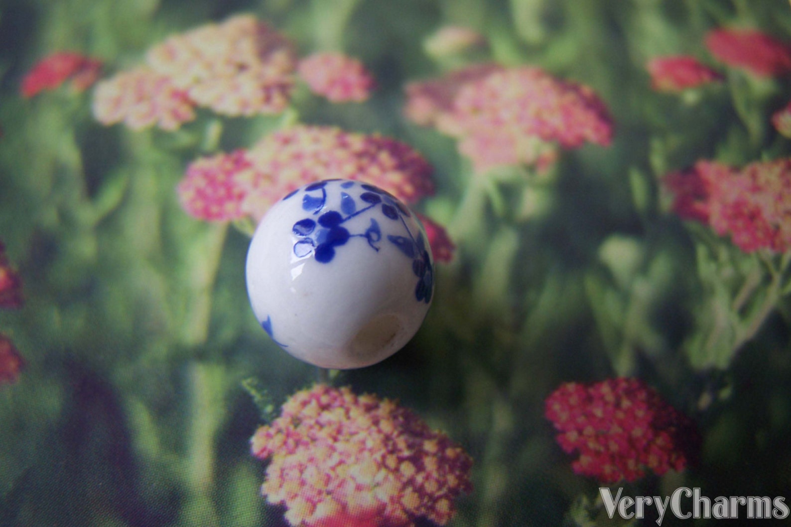 20 Pcs Blue Flower Porcelain Ceramic Beads 10mm A4554 - Etsy