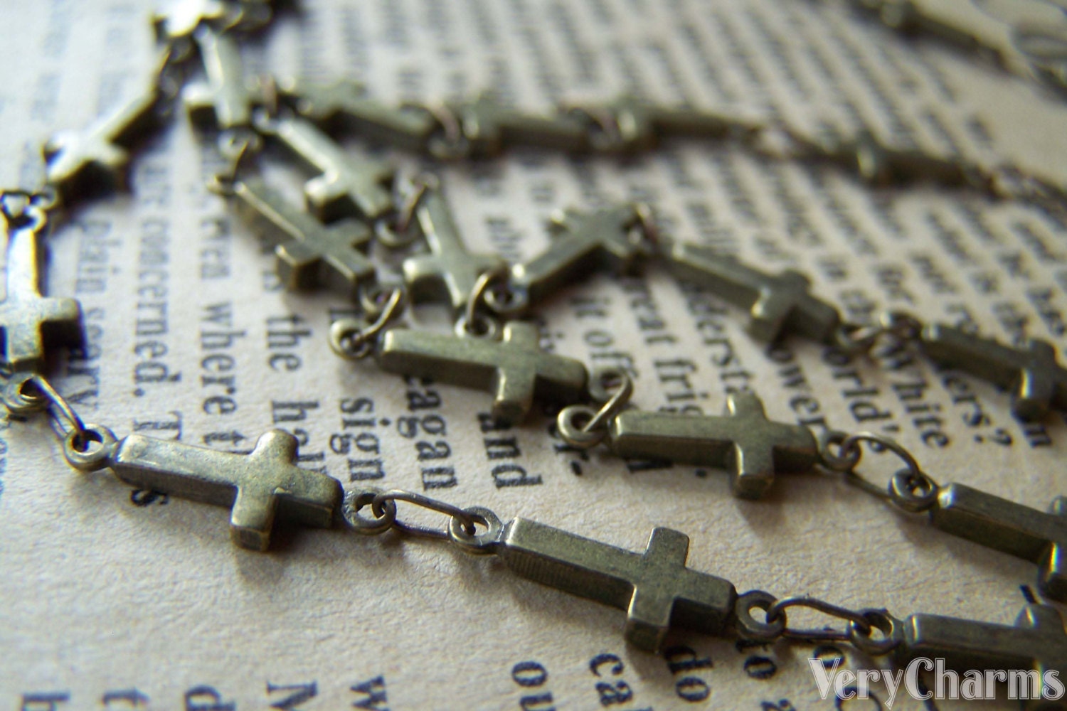 Sideways Cross Chain Antique Bronze Brass Cross Soldered Links - Etsy