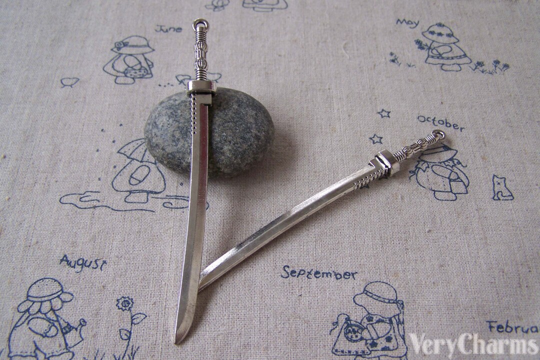 5 Pcs of Antique Silver Japanese Blade Sword Charms 10x108mm A5309 - Etsy
