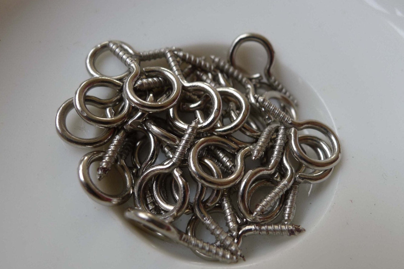 Large Screw Eye Pins Hooks Bails Platinum White Gold Tone 8mm/10mm/13mm ...