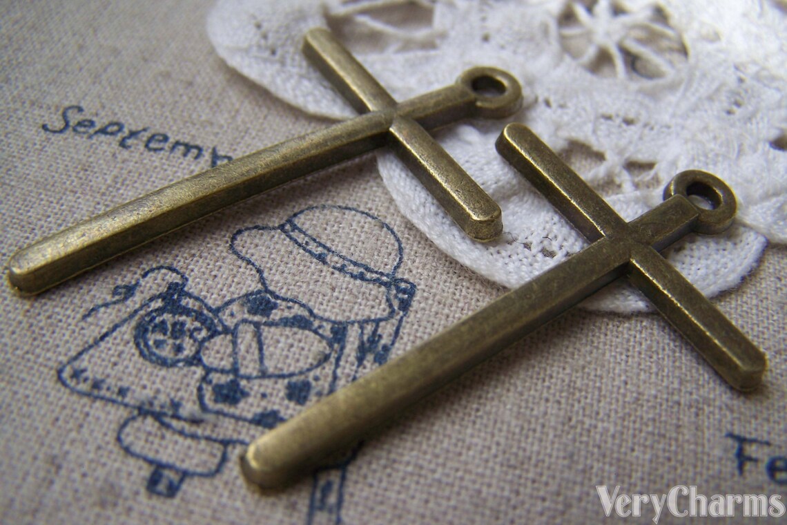 10 Pcs of Antique Bronze Lovely Smooth Cross Pendant 30x48mm A3874 - Etsy