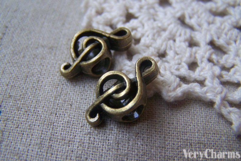 Antique Bronze Treble Clef Music Note Beads 9x18mm Set of 10 A4892 - Etsy