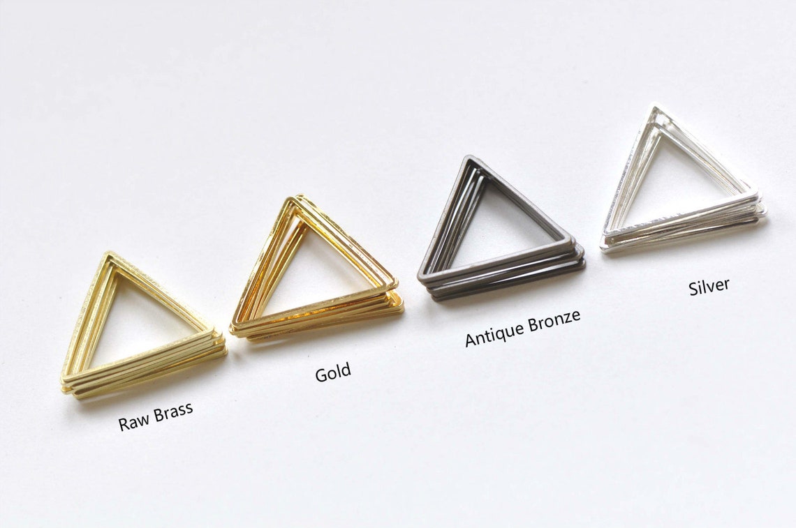 50 Pcs Raw Brass/gold/antique Bronze/silver Seamless Triangle - Etsy
