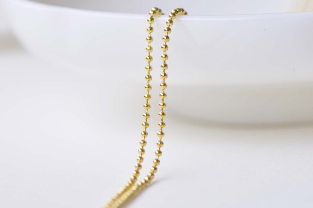 16ft (5m) Gold Plated Brass Bead Ball Chain Jewelry Findings 1mm A8595 ...