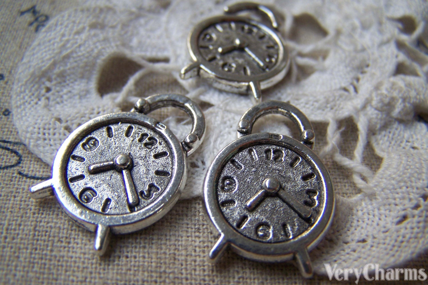 10 Pcs of Antique Silver Alarming Clock Charms 16x24mm A1322 | Etsy