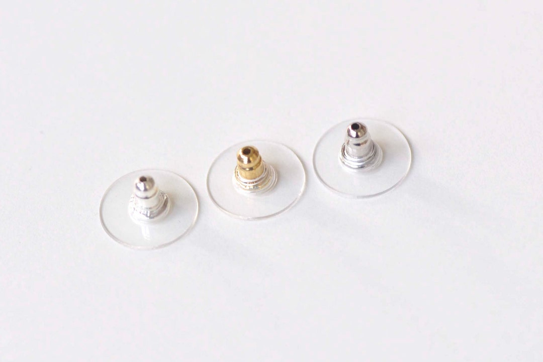 Brass Silicon Comfort Disc Earring Backs Stoppers Silver/gold/platinum ...