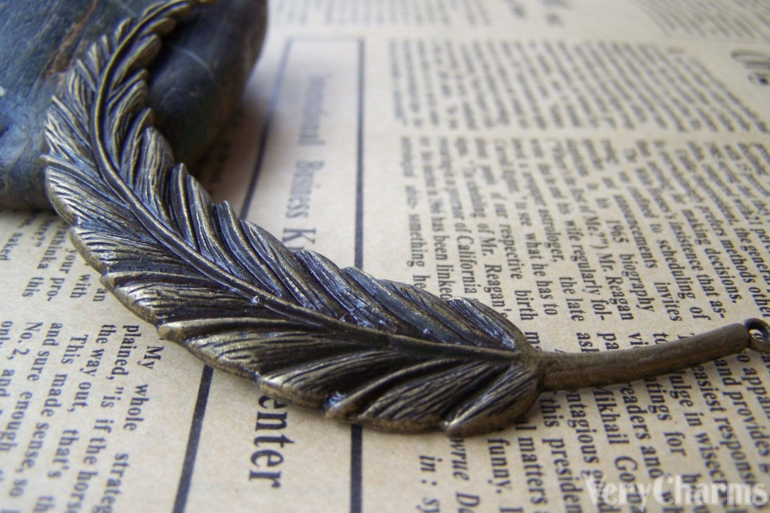 4 Pcs Antique Bronze Super Large Feather Pendants 17x95mm A420 - Etsy
