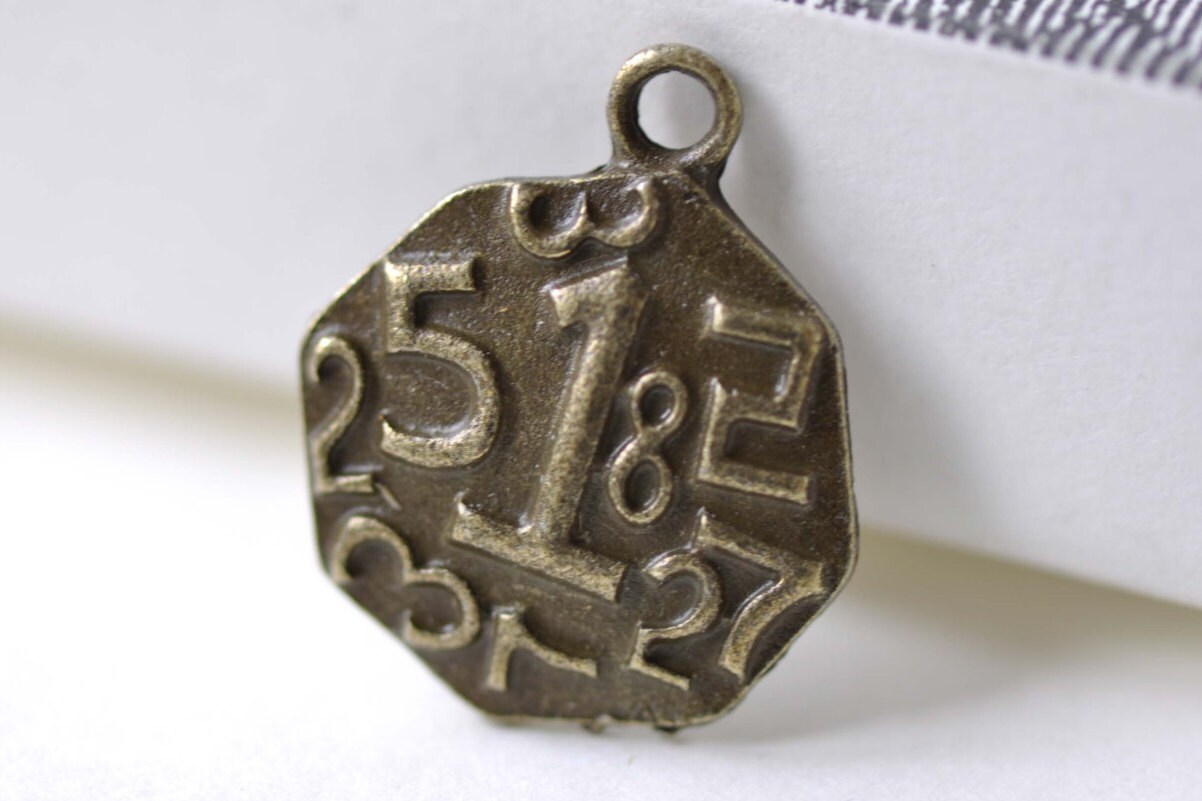 Antique Bronze Steampunk Arabic Number Plate Pendant Charms - Etsy