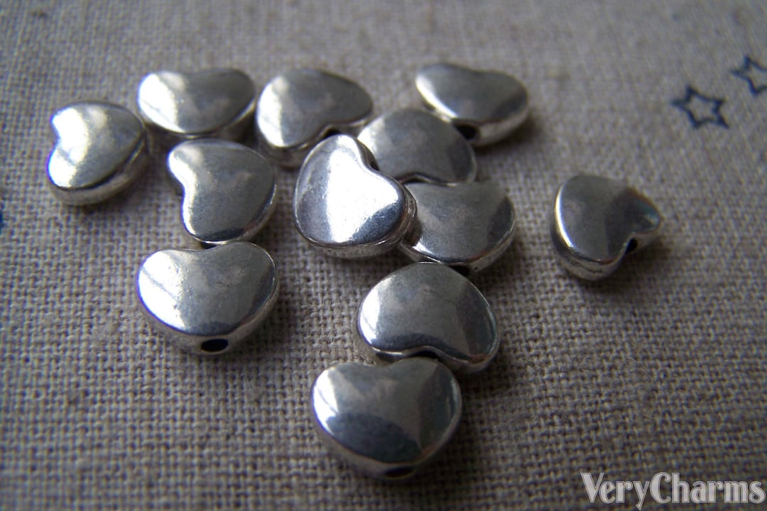 20 Pcs Antique Silver Smooth Small Heart Beads 6x8mm A907 - Etsy