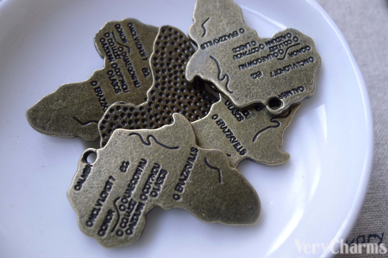 6 Pcs of Antique Bronze Sectional Map Charms 30x37mm A7764 | Etsy