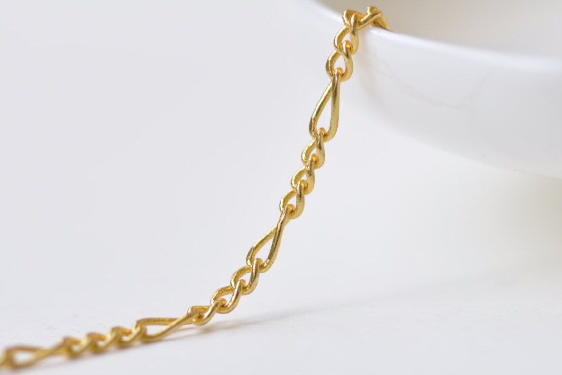 16ft 5m Fancy Figaro Chain Non Tarnish 16K Gold Sturdy - Etsy