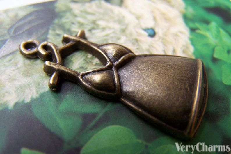 10 Pcs of Antique Bronze Lovely Dress Charms 17x34mm A2481 | Etsy