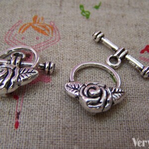 10 Sets Antique Silver Rose Flower Toggle Clasps A1268 - Etsy