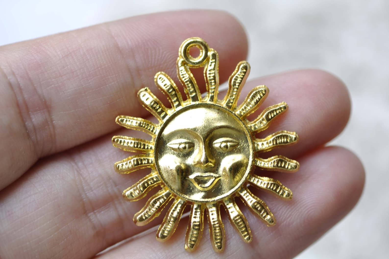 Gold Sun Face Charms Pendants 30mm Set of 10 A8061 | Etsy
