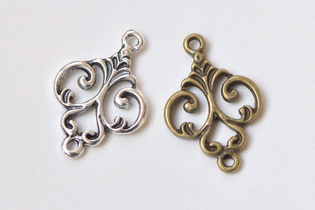 Antique Bronze/silver Fancy Connector Charms 13x19mm Set of 20 - Etsy