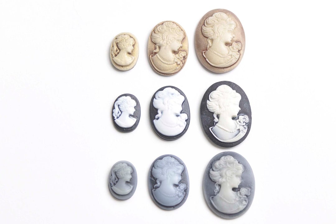 Brown Black Gray Resin Lady Cameo Cabochon Size 13x18mm/18x25mm/22x30mm ...