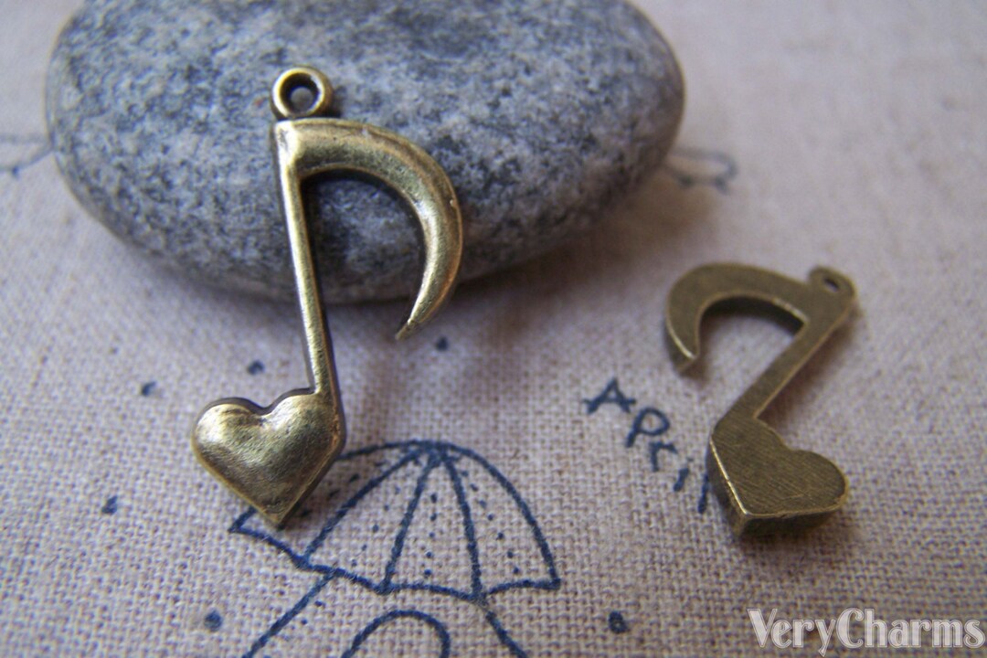 Heart Music Note Antique Bronze Charms 16x25mm Set of 10 Pcs A1721 - Etsy