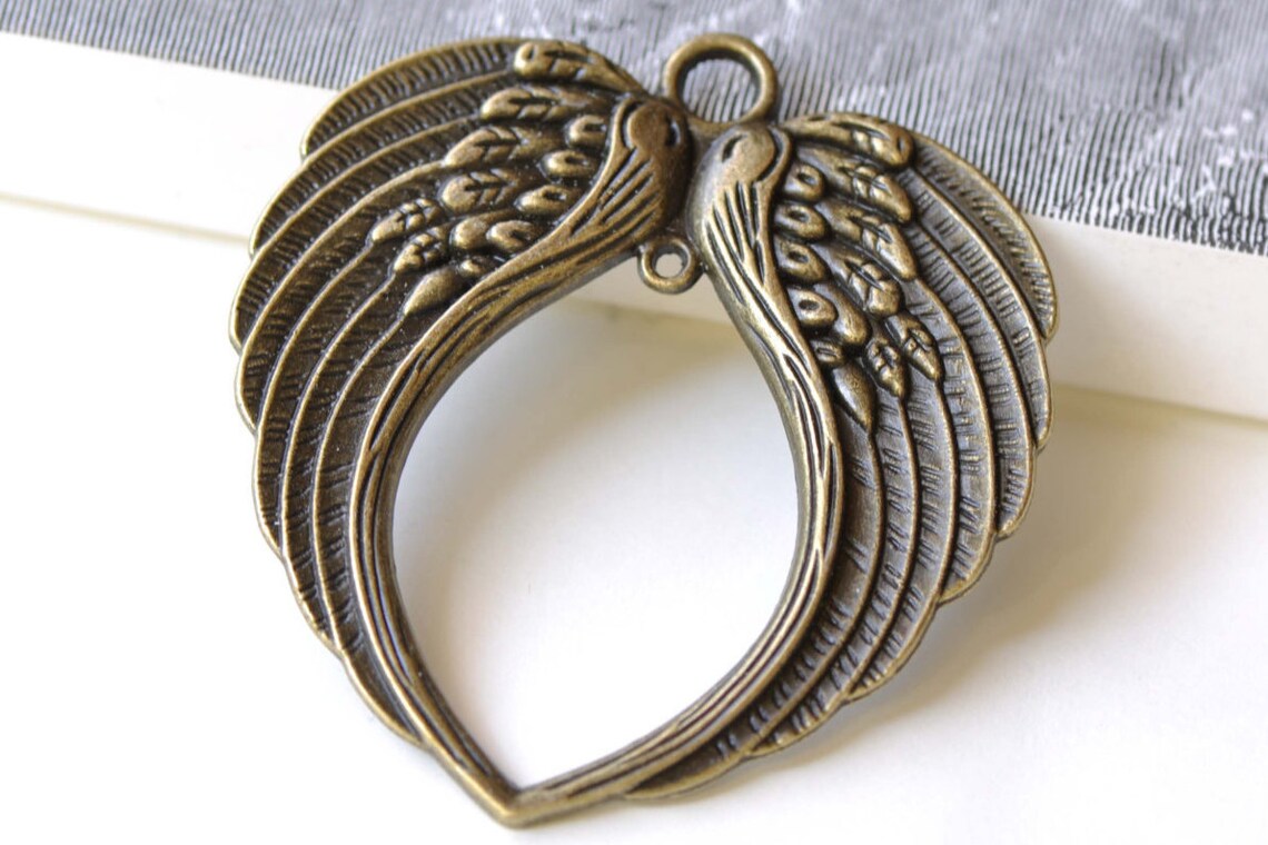 Large Angel Wings Connectors Antique Bronze Pendants 68x73mm - Etsy