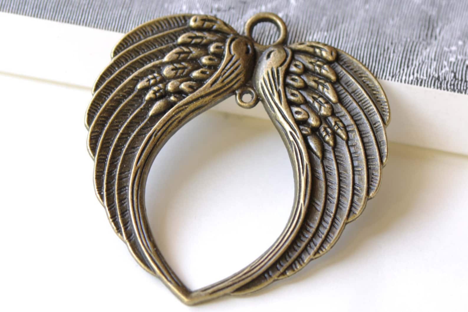 Large Angel Wings Connectors Antique Bronze Pendants 68x73mm - Etsy
