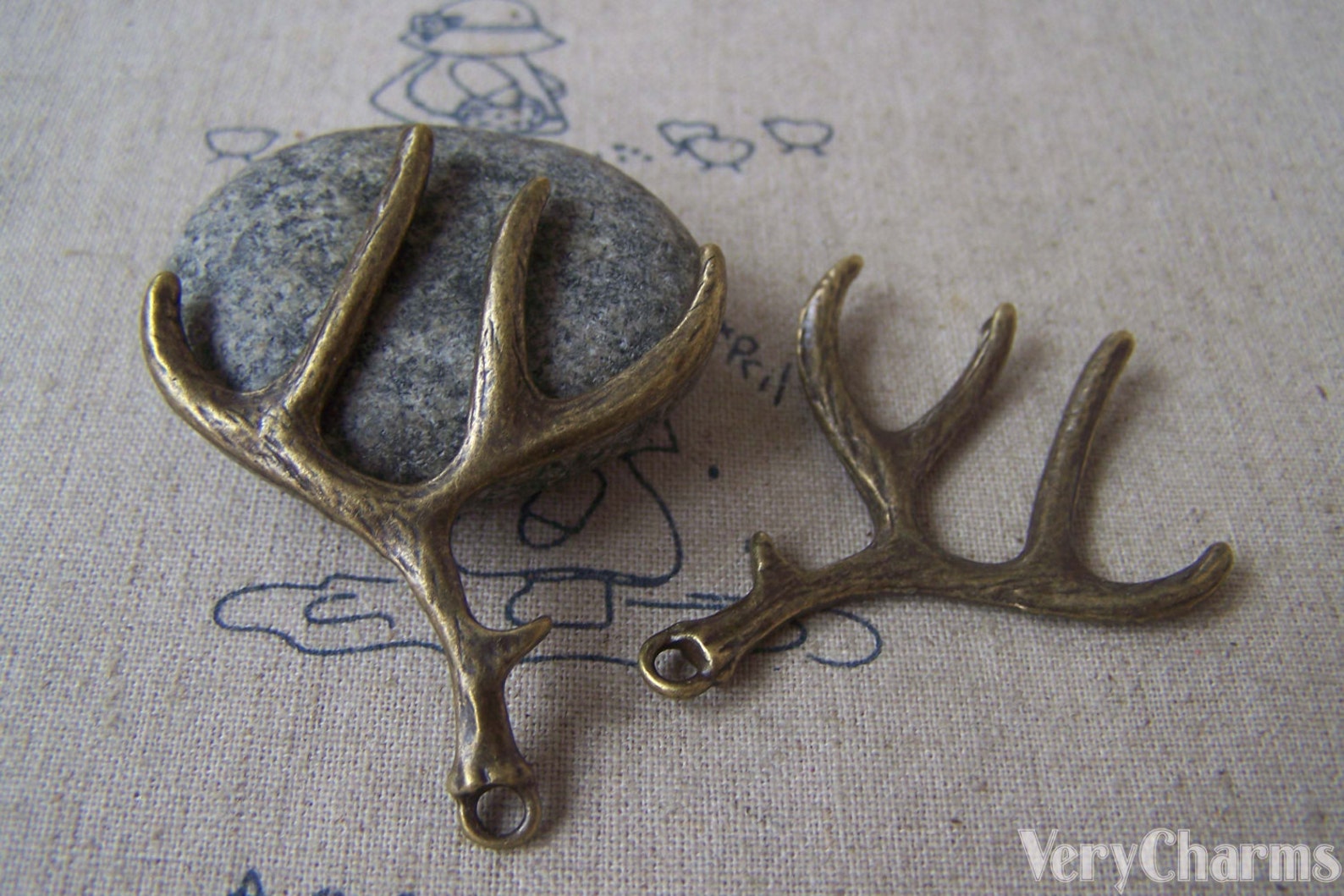 Large Antler Pendant Antique Bronze Huge Deer Horn Charms - Etsy