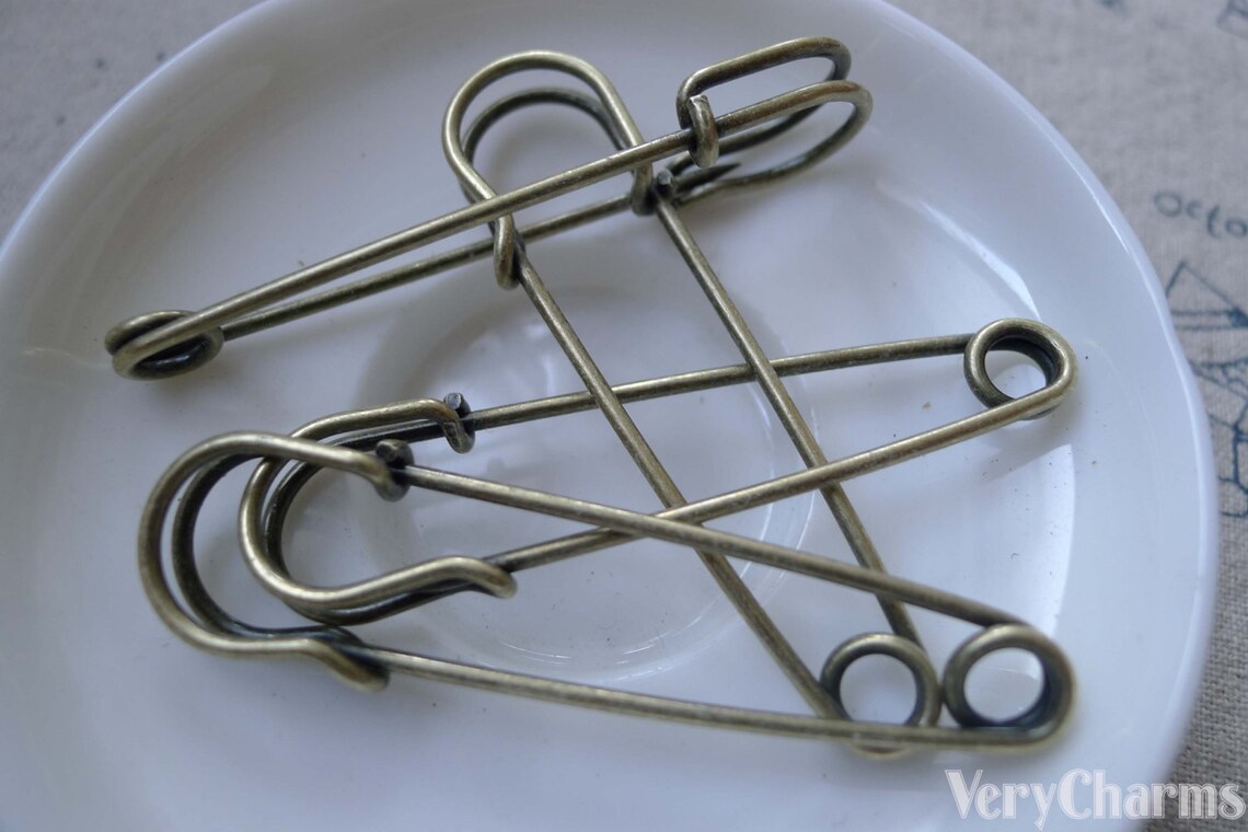 10 Pcs Antique Bronze Kilt Pin Safety Pins Brooch 10x60mm | Etsy