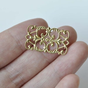 30 Pcs Raw Brass Filigree Rectangle Floral Stamping Embellishments ...