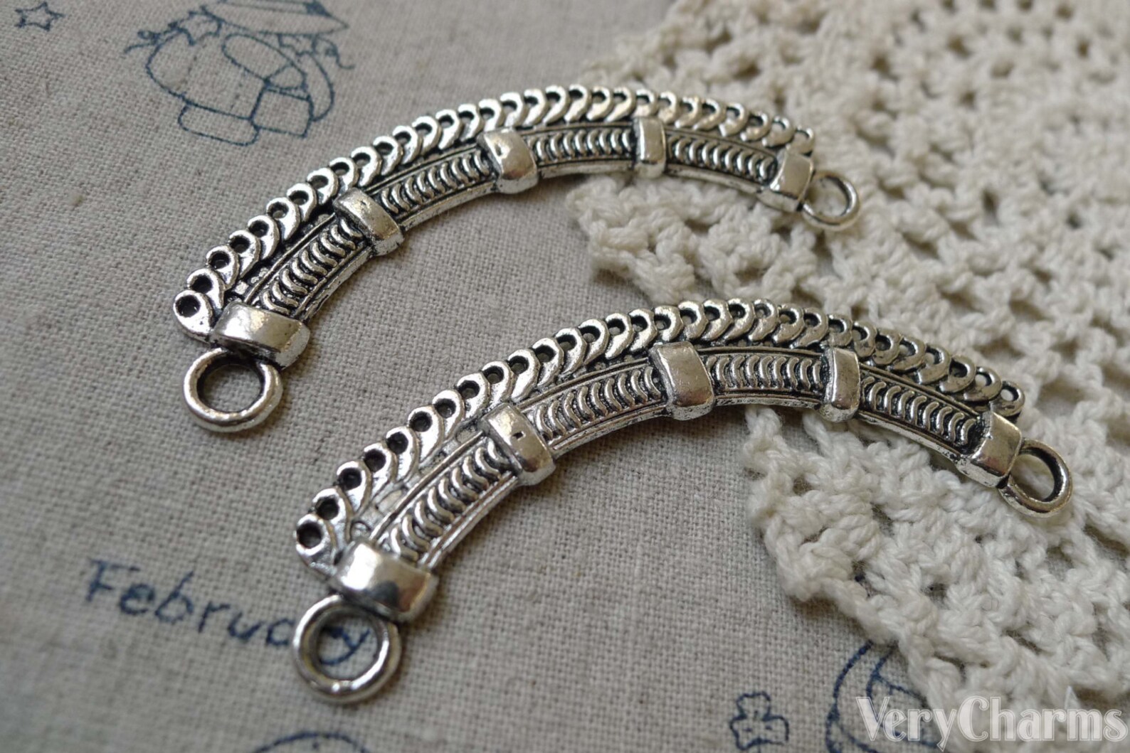 6 Pcs of Antique Silver Multiple Loops Curved Bar Connectors - Etsy