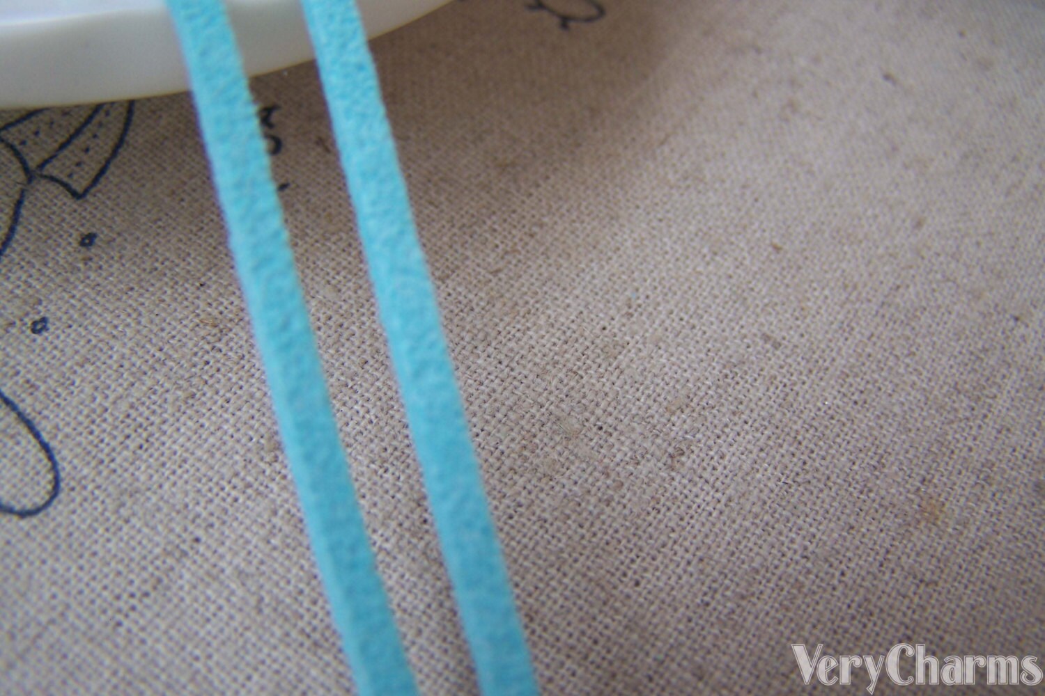 10 Meters of Square Acid Blue Suede Faux Leather Ribbon Cords String ...